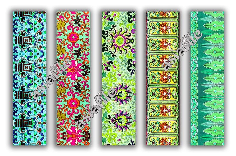 Printable Asian Paper Bead Strips, Bracelet Cuffs, Scrapbook Borders ...
