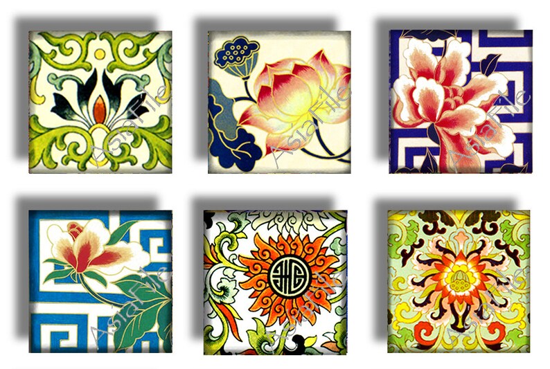 Chinese Floral Clipart, 1 Inch Squares (digital Download) - Etsy