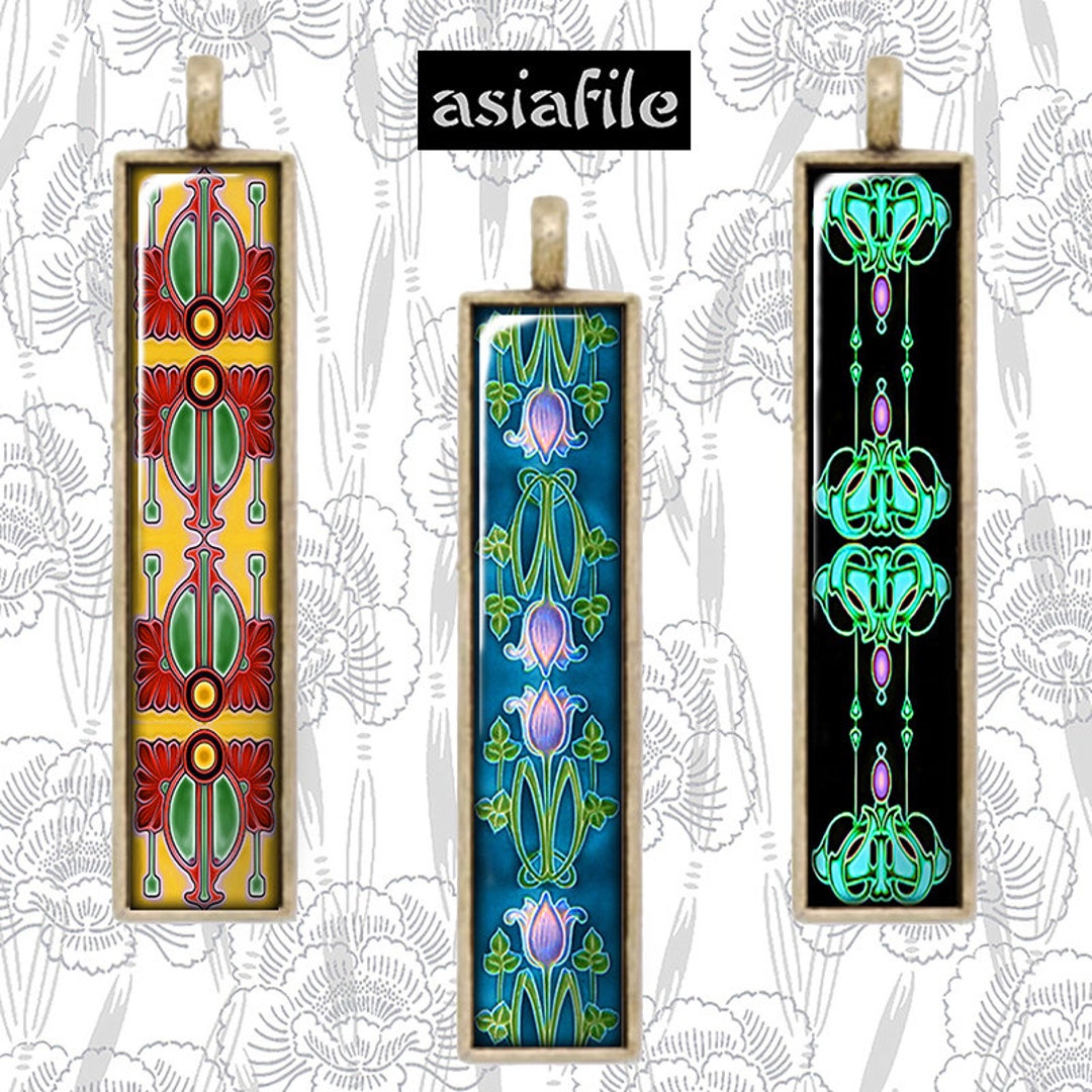 DIGITAL Pendant Images 10mm X 50mm Vintage Art Nouveau Designs for ...
