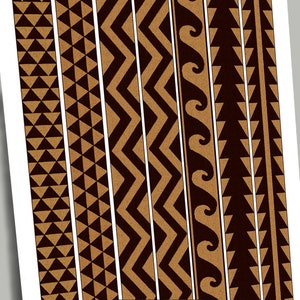 Art Strips 1" X 11" Printable Digital Hawaiian Polynesian Tapa Tattoo ...