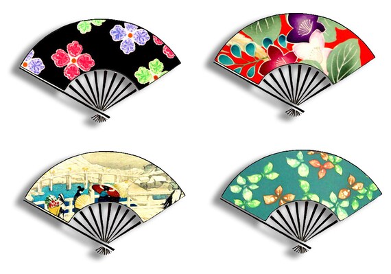 Digital Printable Japanese Fans Images Digital Art Asian | Etsy