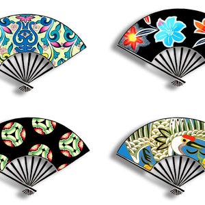 Digital Printable Japanese Fans Images, Digital Art, Asian Art ...