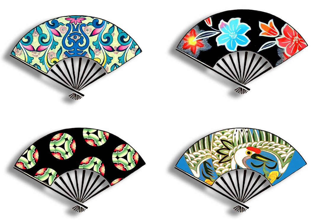 Digital Printable Japanese Fans Images Digital Art Asian | Etsy