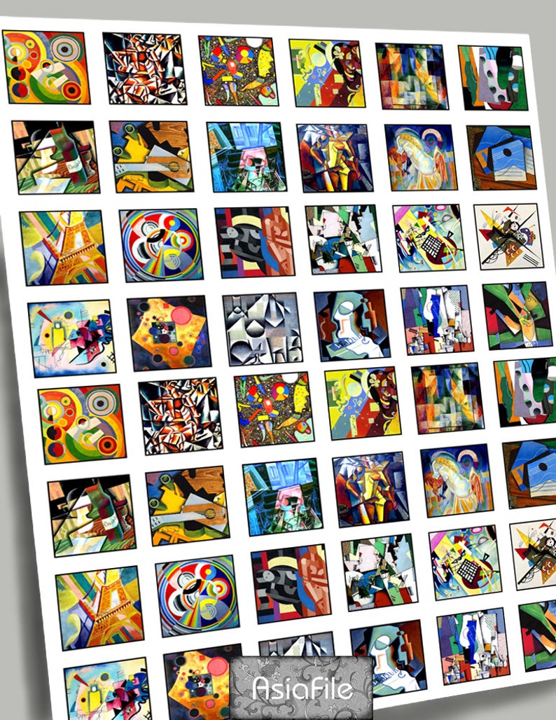 Digital Printable Abstract Art 1 Inch Square Pendant Size | Etsy