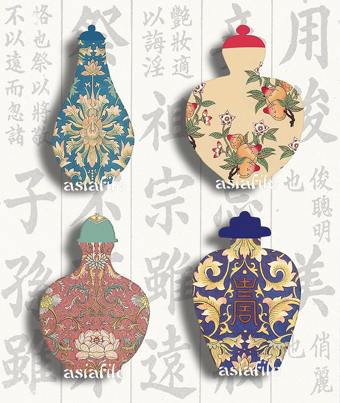DIGITAL Printable Chinese Snuff Bottles Clip Art Downloads 16 - Etsy
