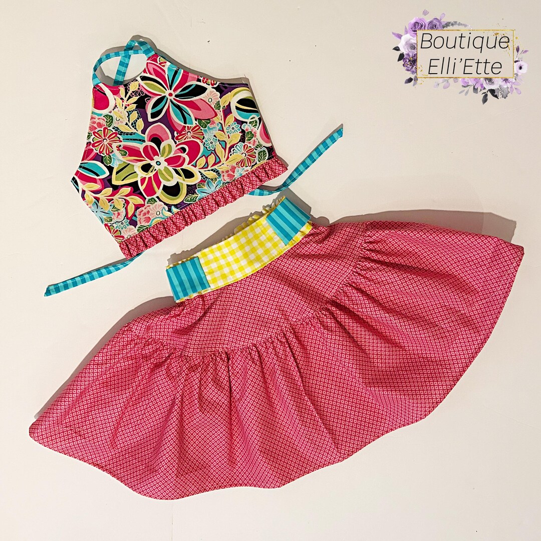 3t Ready to Ship Girl's Top and Skirt Set, Girls Crop Top, Girls Halter ...