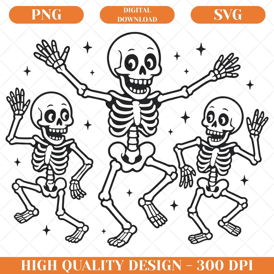 Halloween PNG SVG Dancing Skeletons Clipart Retro Spooky Season Shirt ...