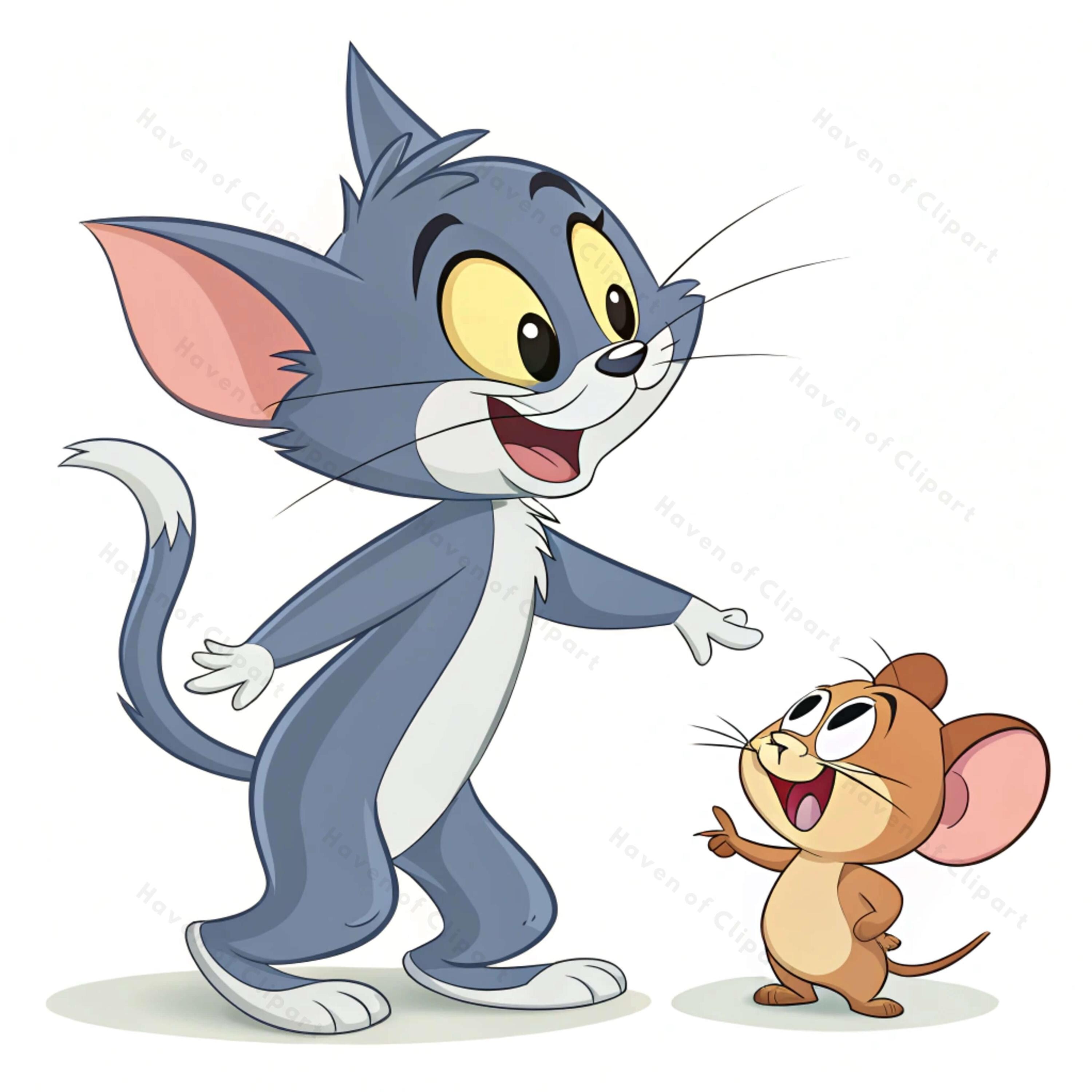 12 Tom & Jerry Style Cartoon Cat and Mouse Clipart PNG/JPG • Classic ...