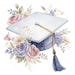 12 Watercolor Floral Graduation Cap Clipart • PNG/JPG • Feminine Spring ...