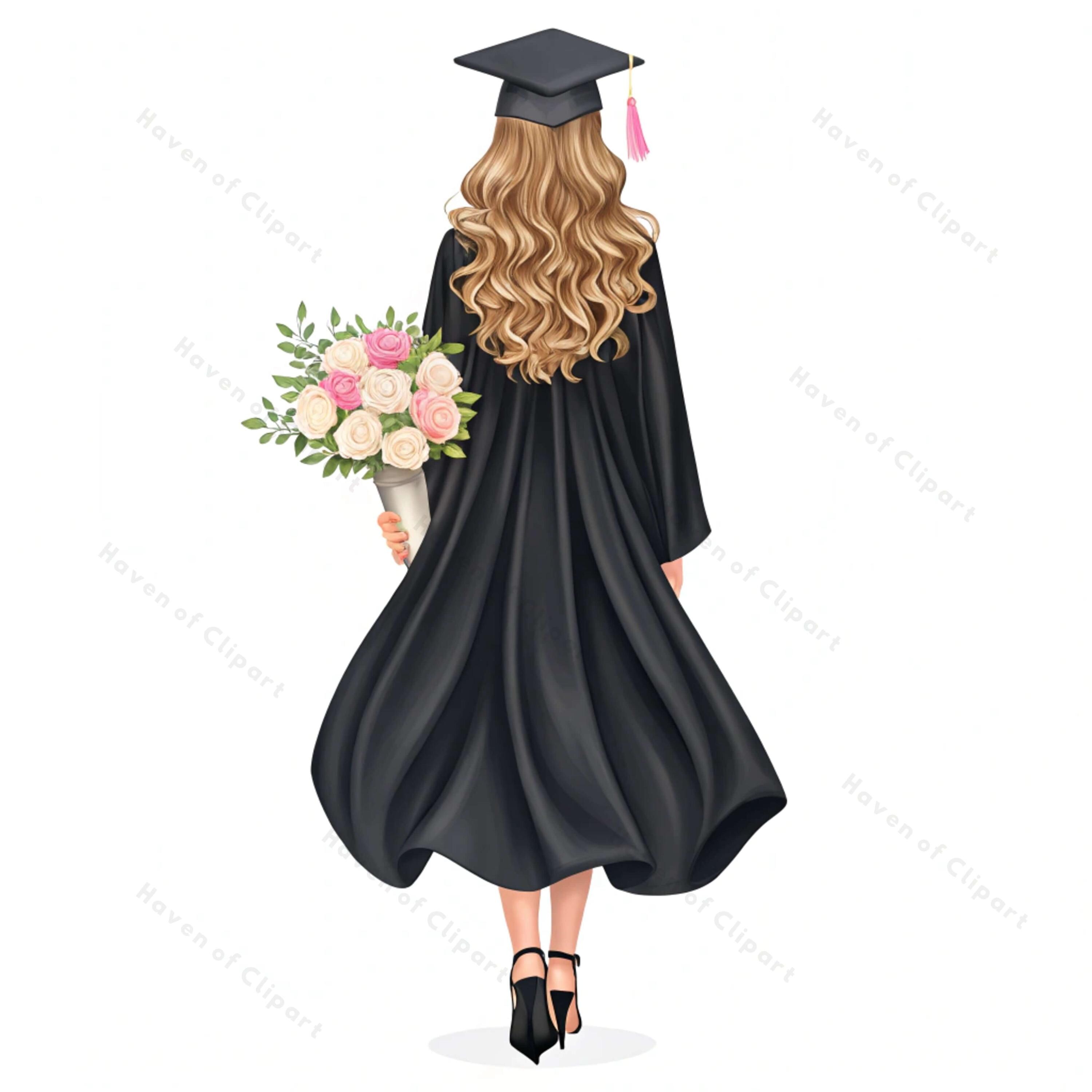 12 Graduation Girl Clipart Set • Watercolor Female Graduates With ...
