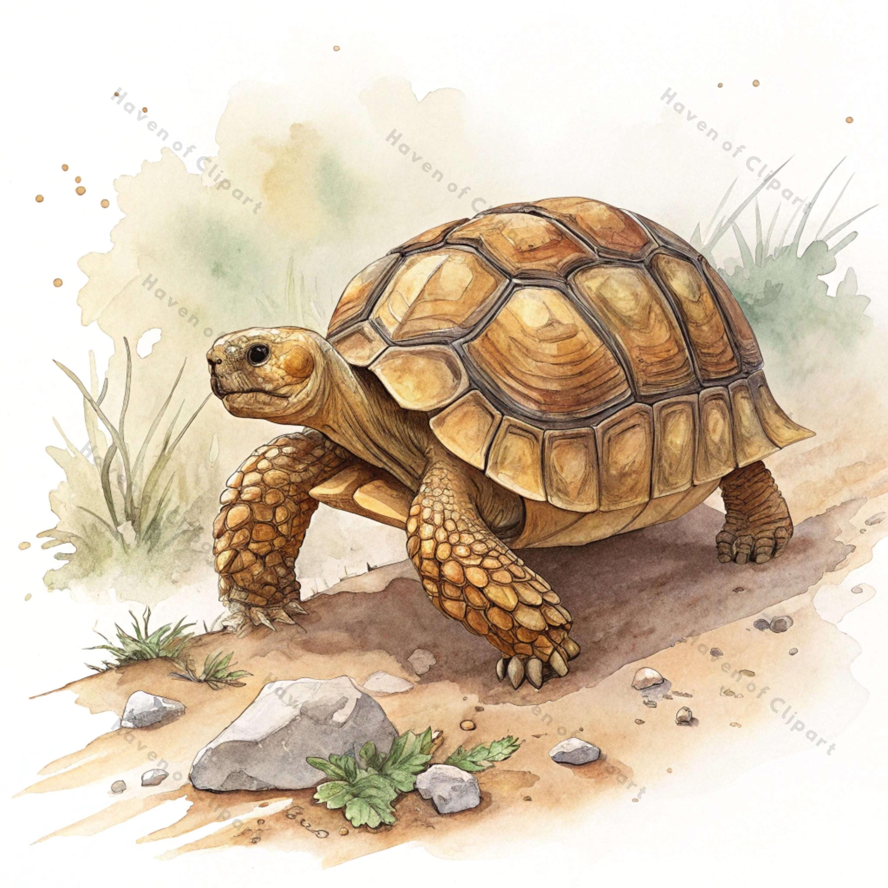 12 Tortoise Watercolor Clipart Set • Realistic Turtle Illustrations JPG ...
