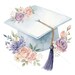 12 Watercolor Floral Graduation Cap Clipart • PNG/JPG • Feminine Spring ...
