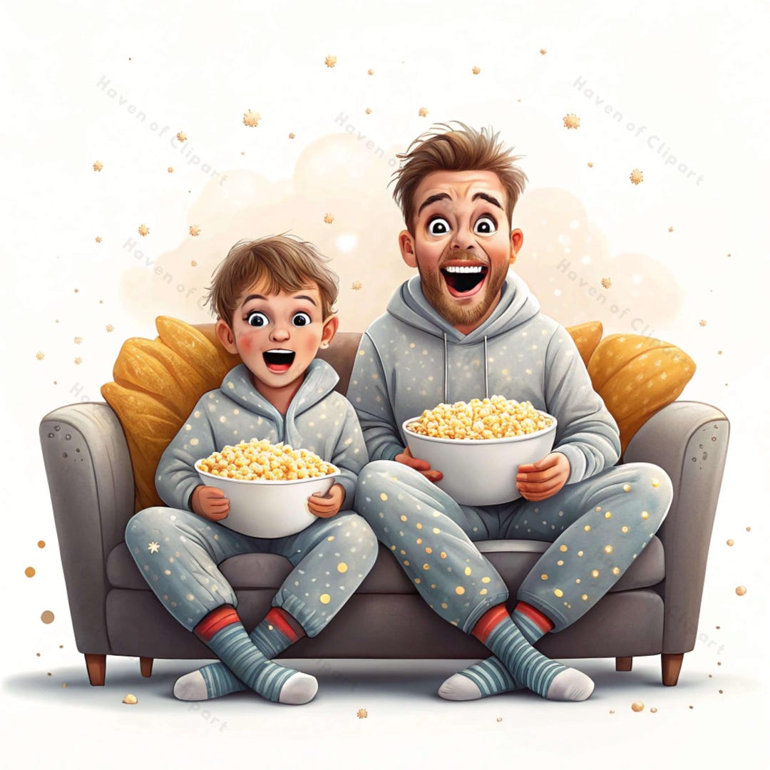 12 Father Son Cartoon Clipart Set • Funny Scenes for Father's Day • PNG ...