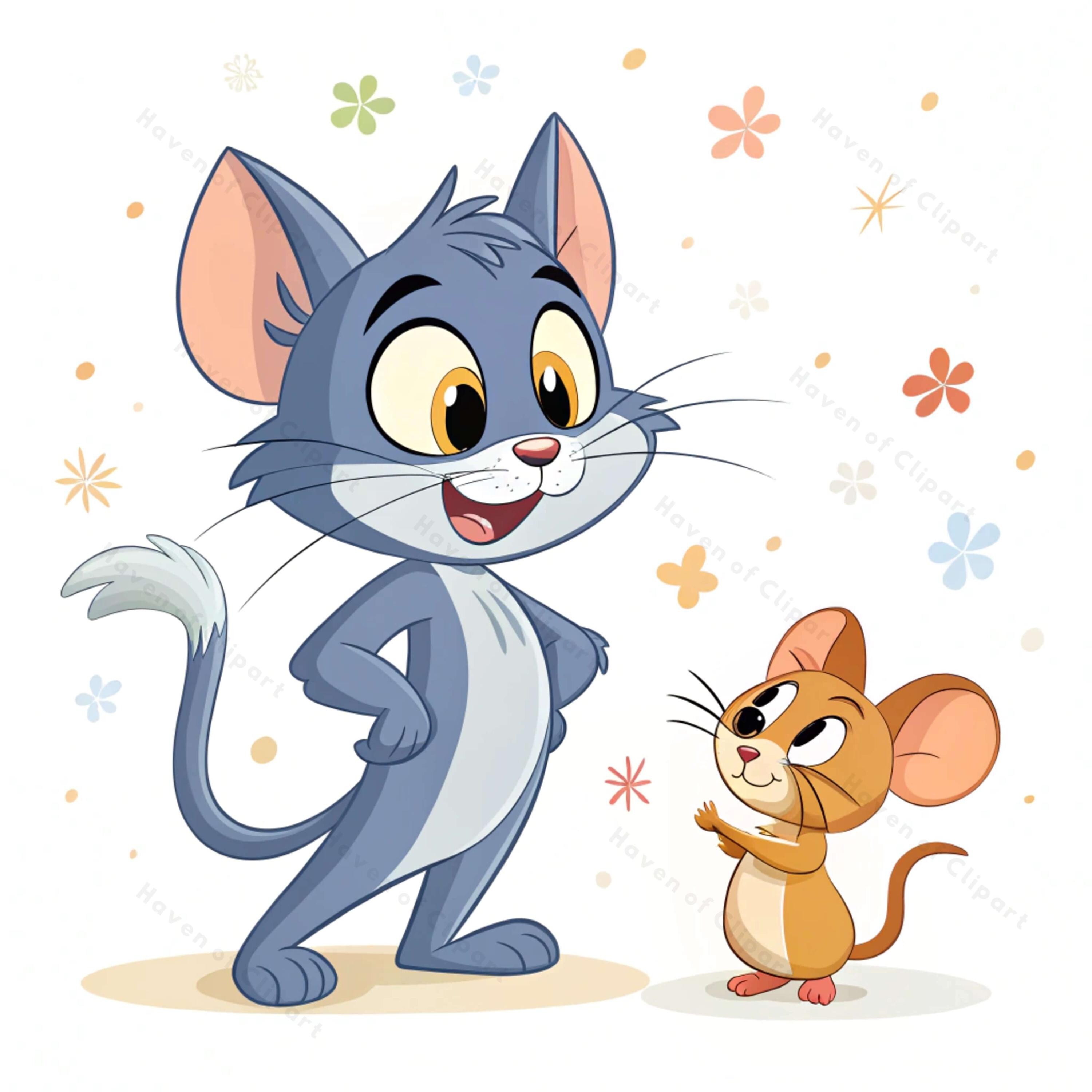 12 Tom & Jerry Style Cartoon Cat and Mouse Clipart PNG/JPG • Classic ...
