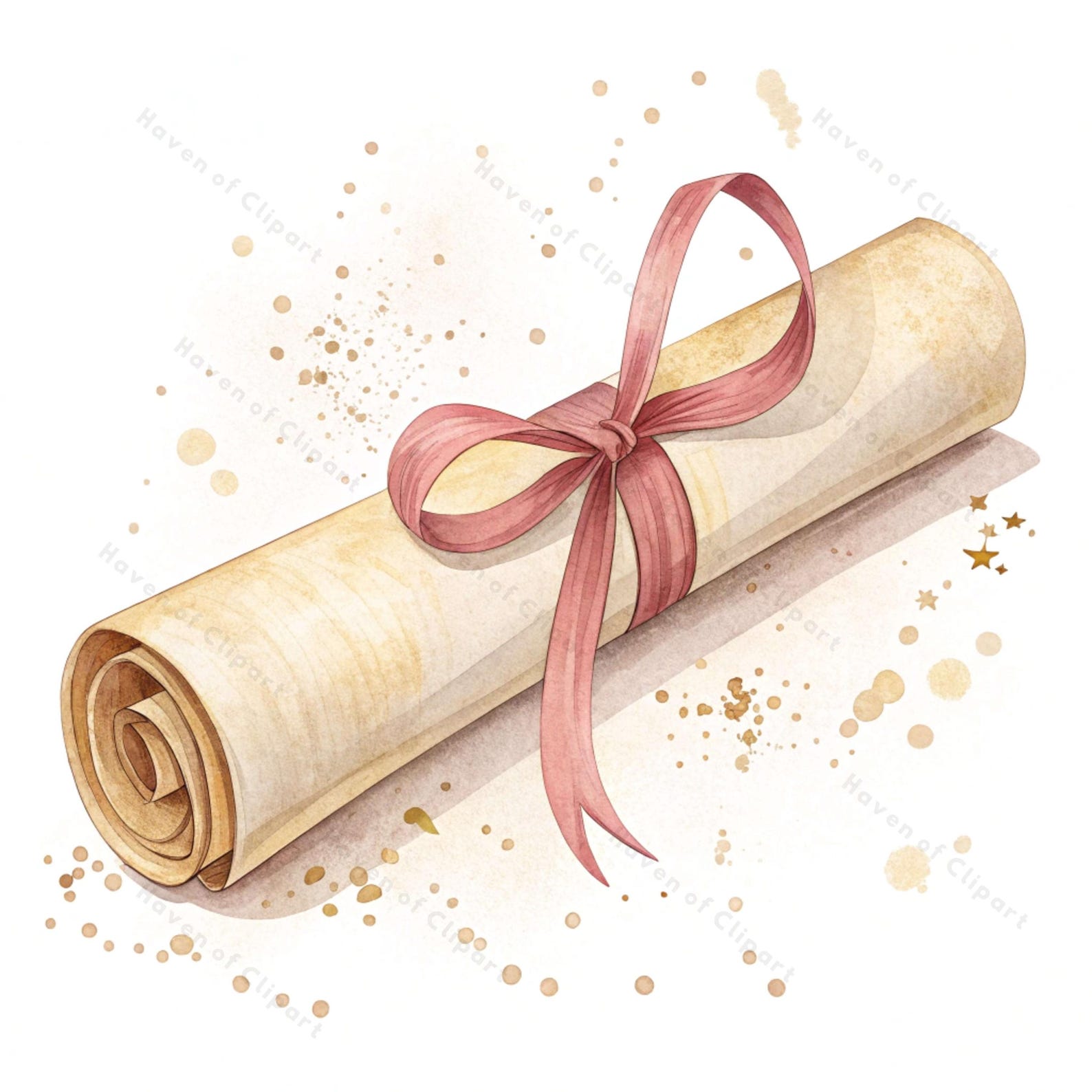 12 Watercolor Diploma Scroll Clipart • PNG/JPG • Graduation Parchment ...