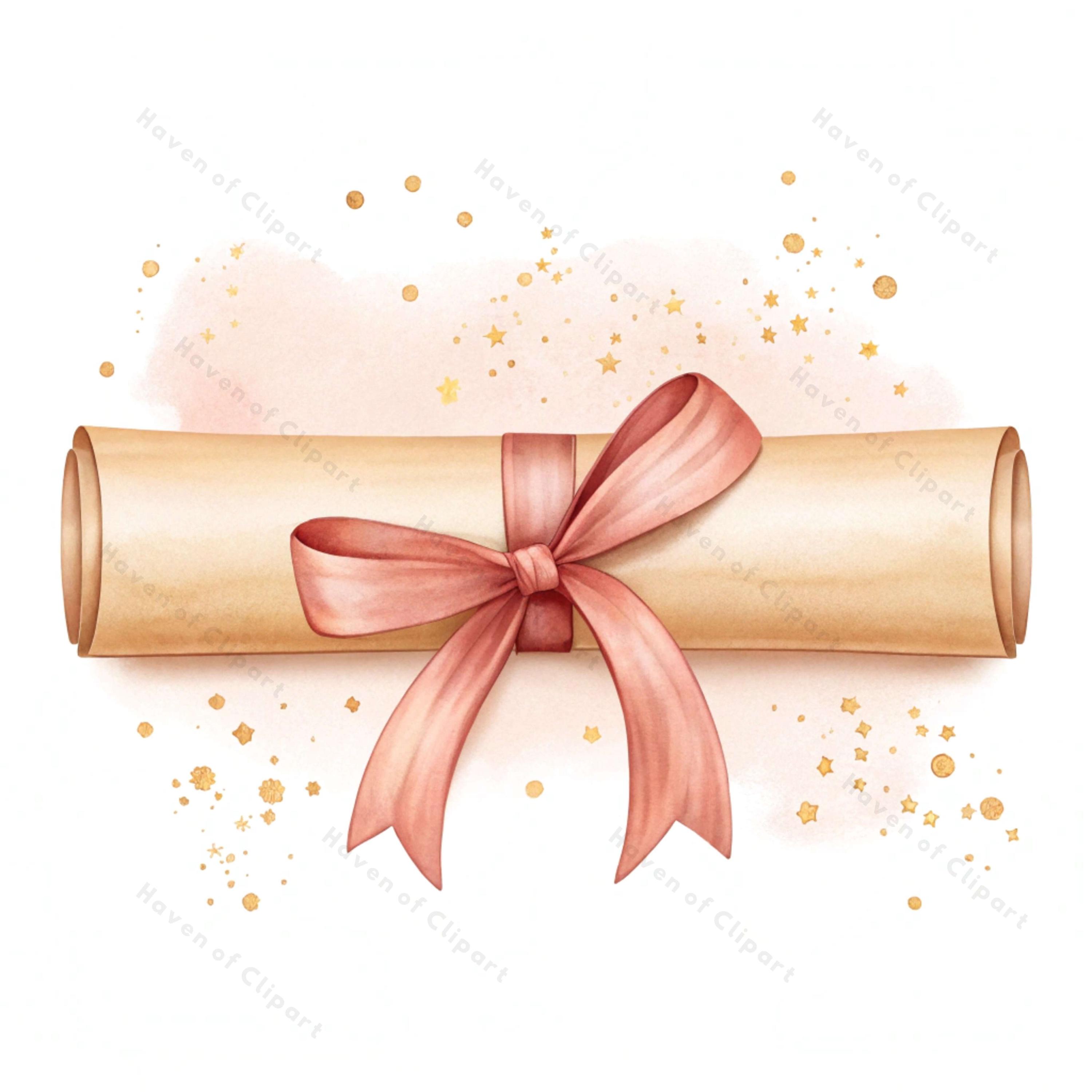 12 Watercolor Diploma Scroll Clipart • PNG/JPG • Graduation Parchment ...