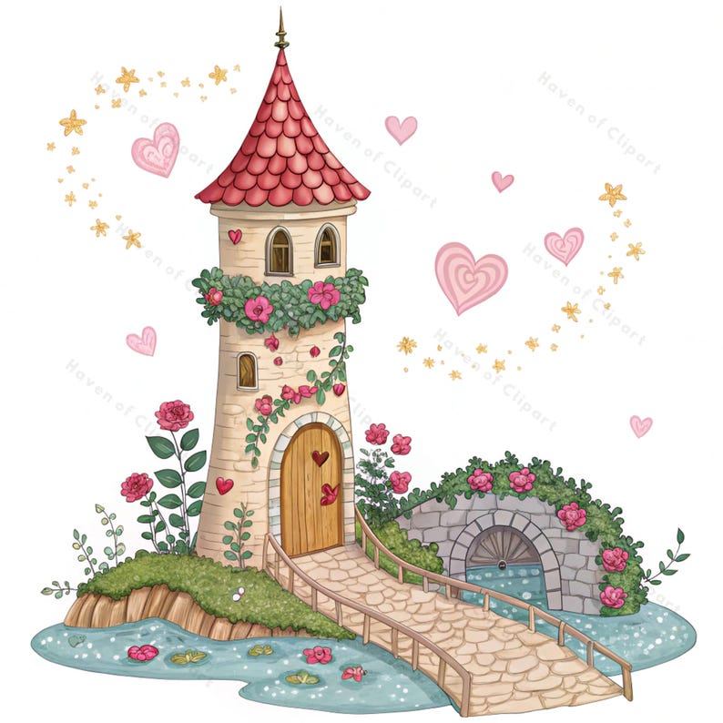 12 Princess Castle Hideaway Clipart • Watercolor Fairytale Castle With ...