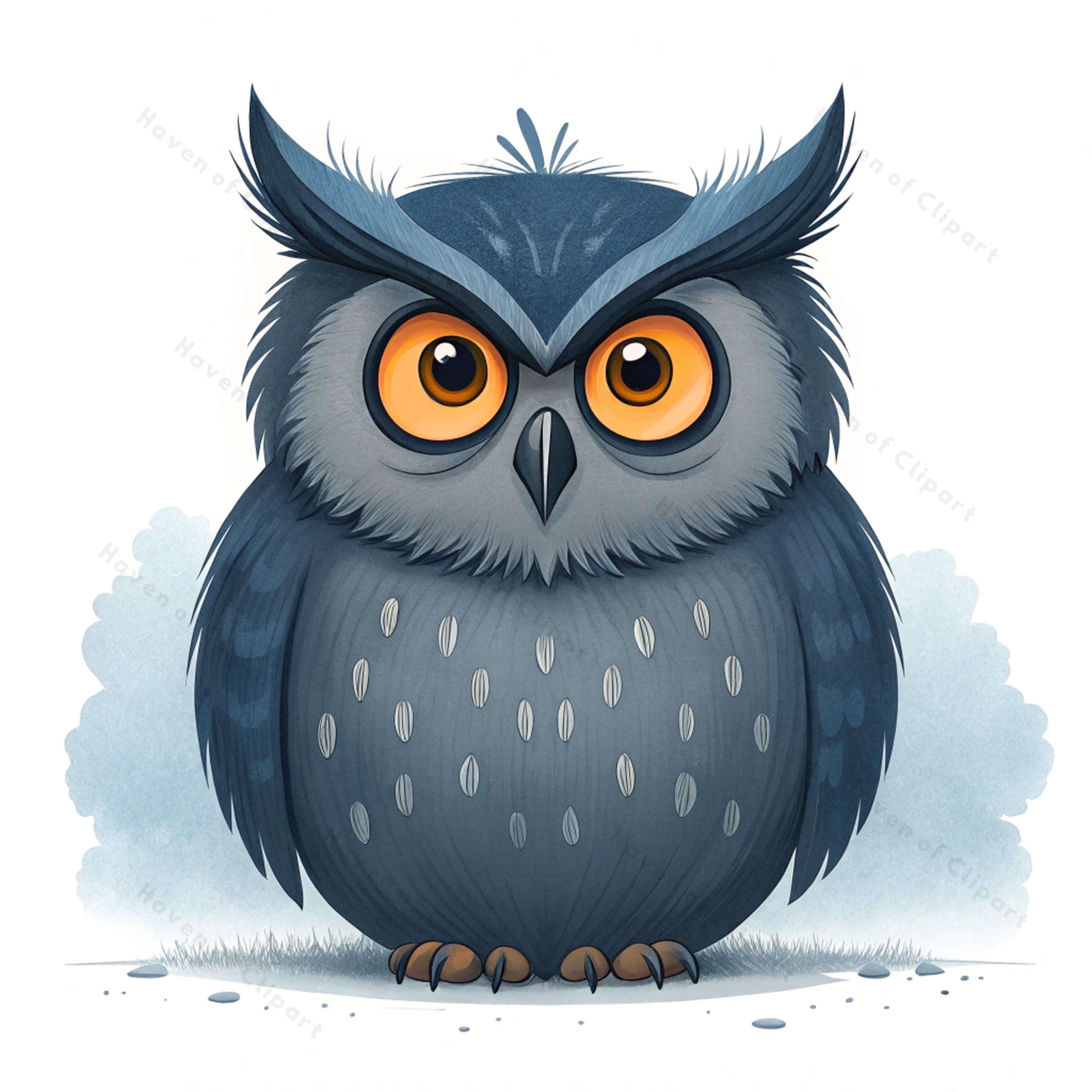 12 Grumpy Owl Clipart Set • Watercolor Angry Owl Illustrations in ...