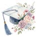 12 Watercolor Floral Graduation Cap Clipart • PNG/JPG • Feminine Spring ...
