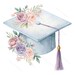 12 Watercolor Floral Graduation Cap Clipart • PNG/JPG • Feminine Spring ...