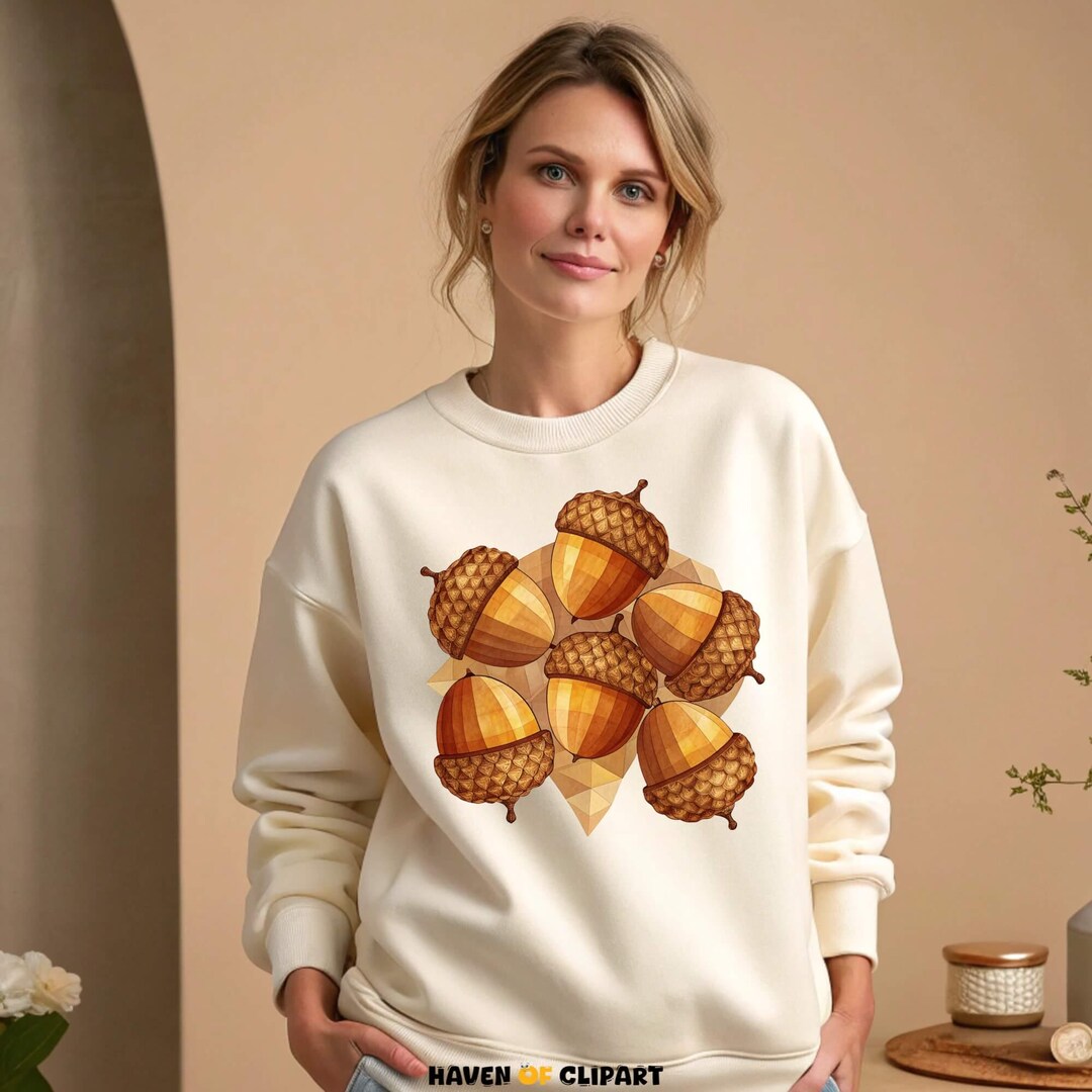 Golden Acorn Cluster • Autumn Fall Clipart JPG/PNG, Boho Woodland ...