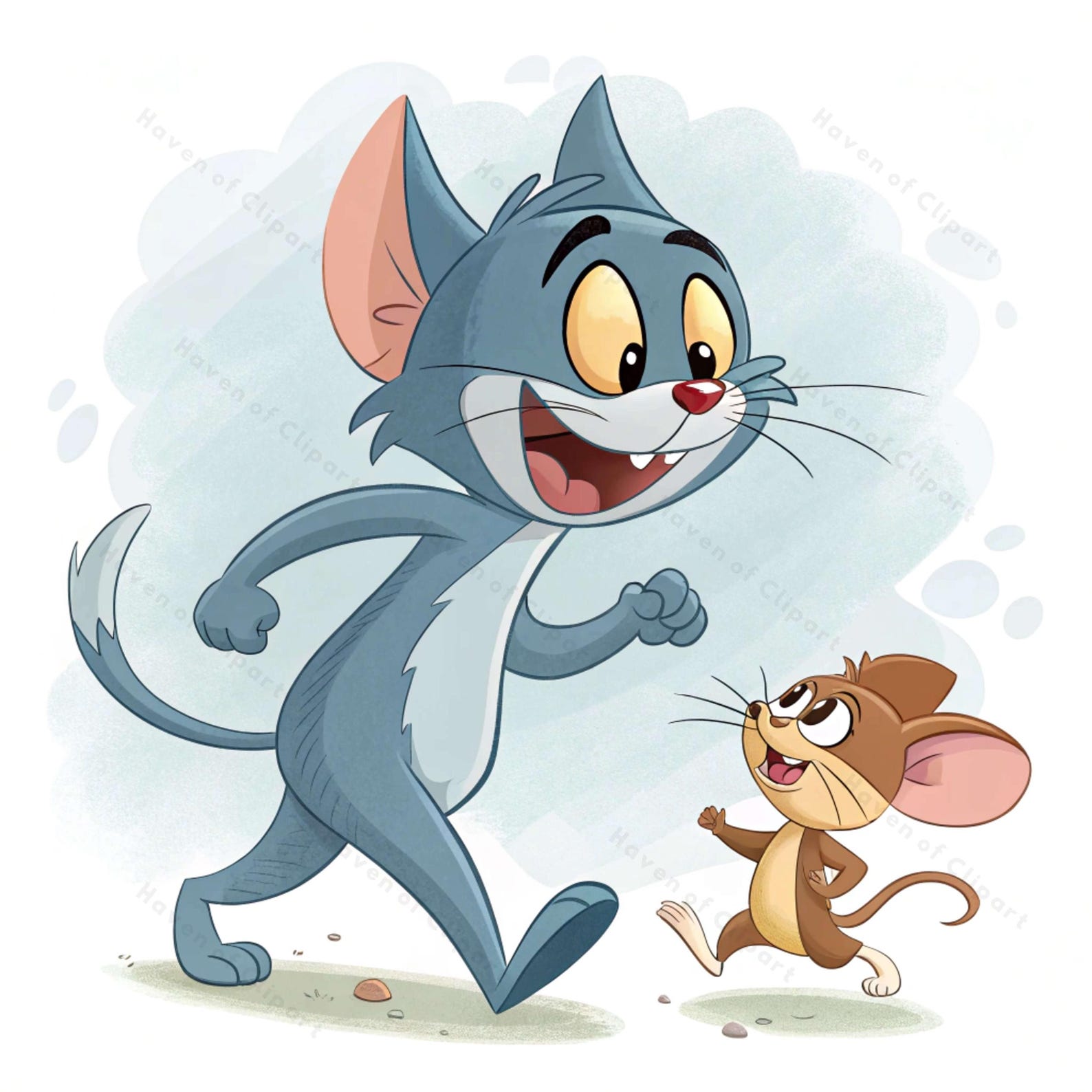 12 Tom & Jerry Style Cartoon Cat and Mouse Clipart PNG/JPG • Classic ...