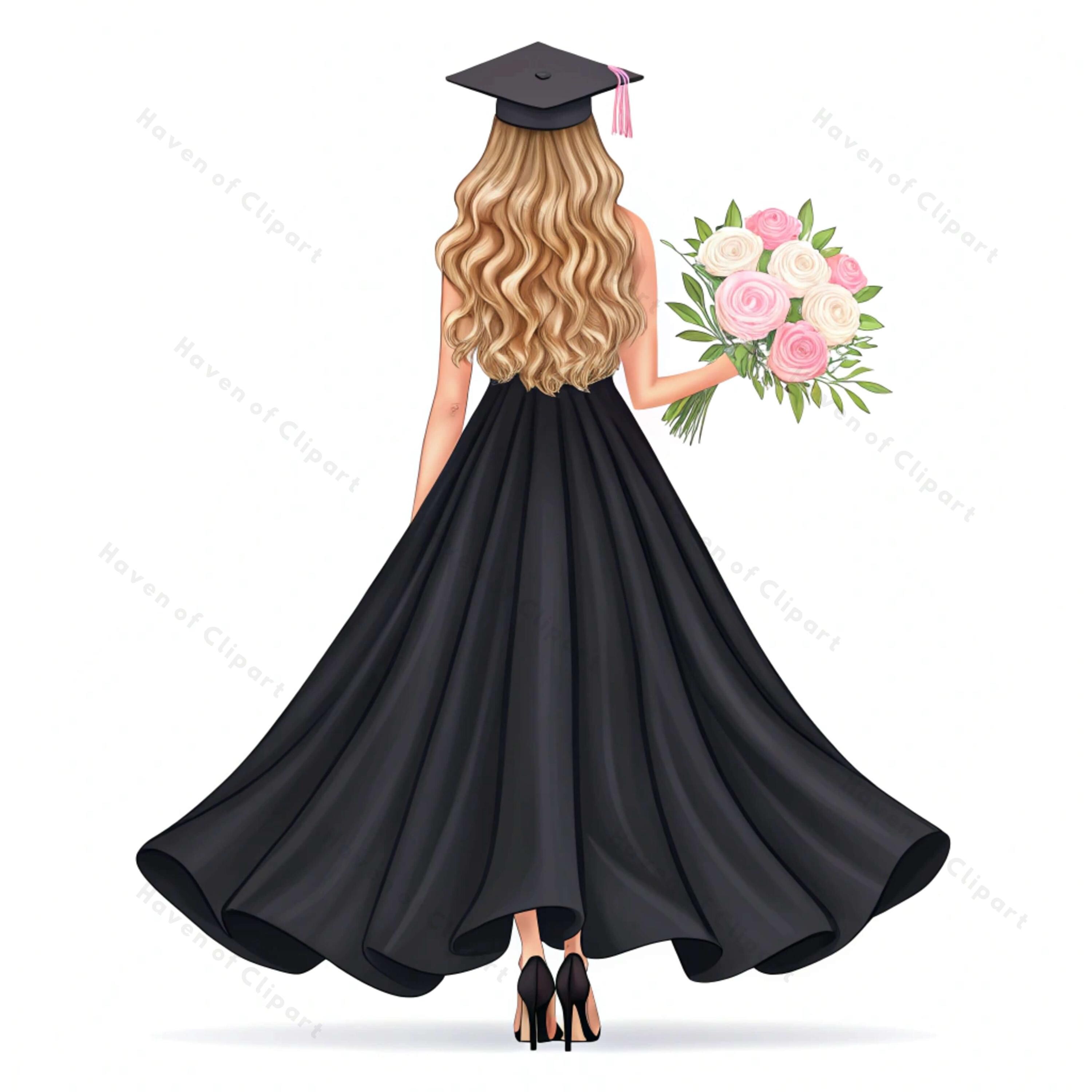 12 Graduation Girl Clipart Set • Watercolor Female Graduates With ...