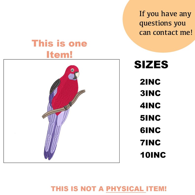 Crimson Rosella Cockatoo Embroidery File, Crimson Rosella Stitch ...