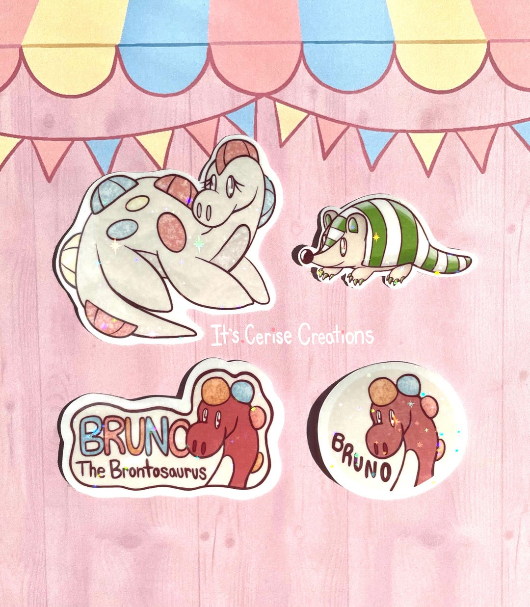 Cute Candy Dinosaur Stickers / Bruno the Brontosaurus Stickers / Vinyl ...