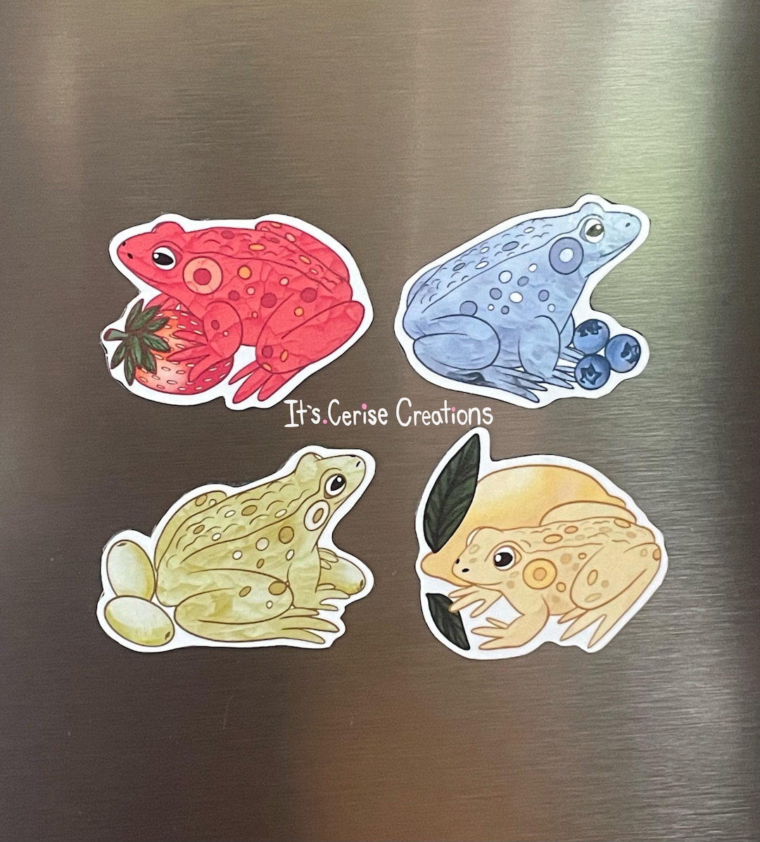 Fruit Frog Magnets / Blueberry - Lemon - Strawberry - Grapes / Cute ...