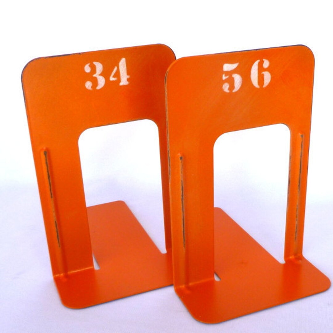 INDUSTRIAL STYLE Orange BOOKENDS - Etsy