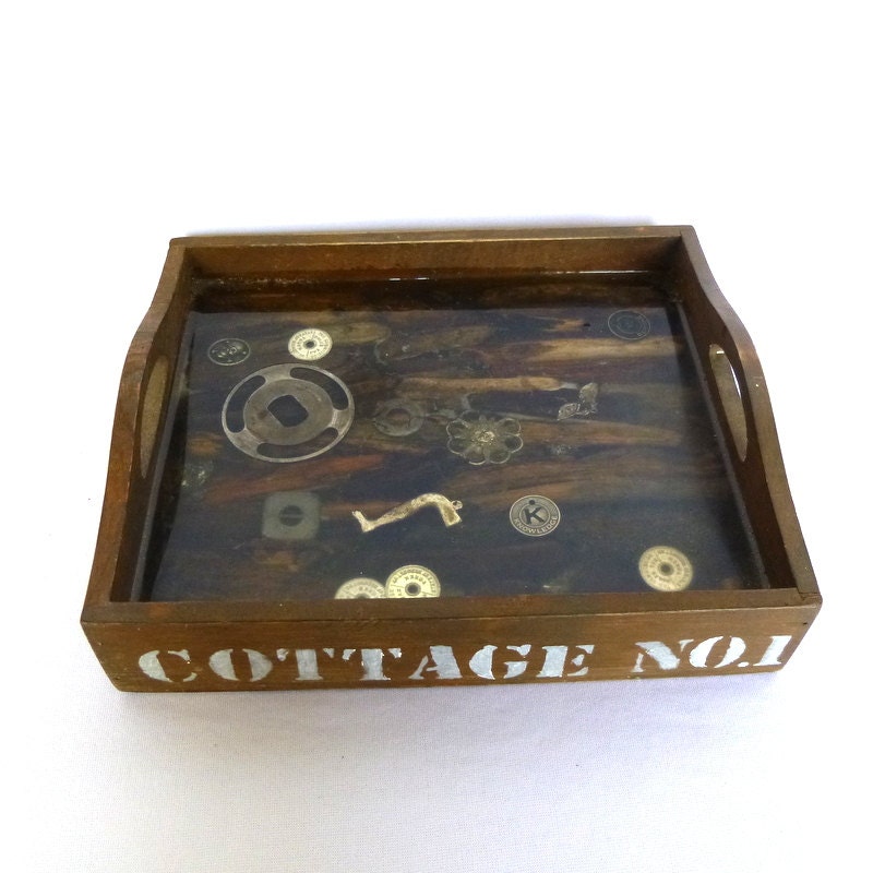 Upcycled MIXED MEDIA TRAY/ Beach Art Tray/ Found Objects Tray - Etsy