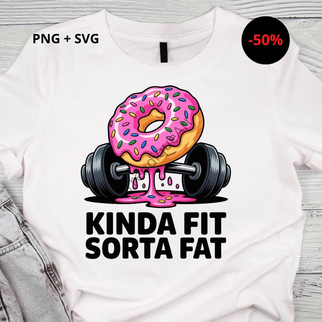 Funny Gym Donut Weightlifting PNG SVG: Fitness Clipart (digital ...