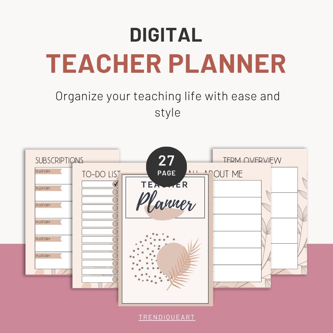 Colorful Teacher Planner, Digital Planner for Busy Teachers, Printable ...