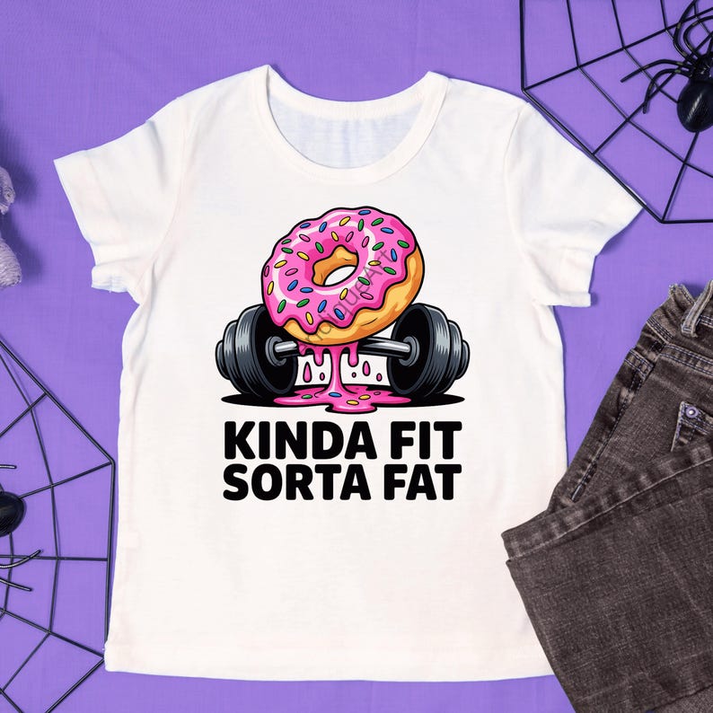 Funny Gym Donut Weightlifting PNG SVG: Fitness Clipart (digital ...