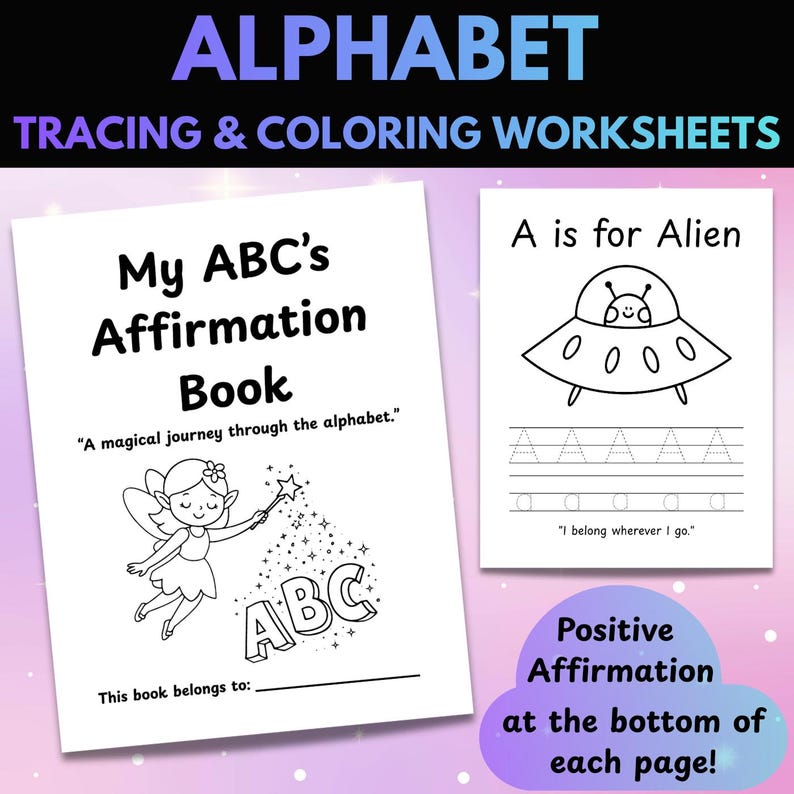 ABC Coloring Pages for Kids | Printable Affirmation Alphabet | Starseed ...