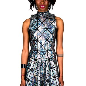 Silver Disco Skater Dress-disco Party Dress-rave Festival Clothing-drag ...