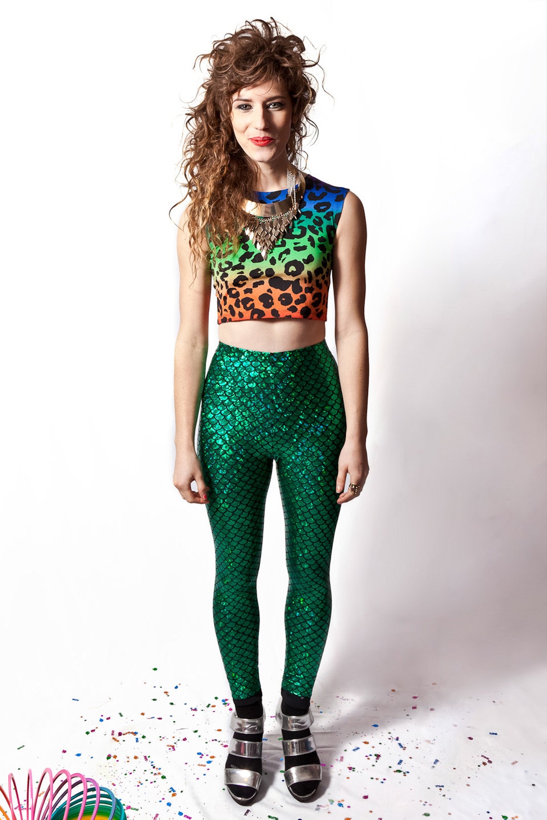 Green Mermaid Leggings Fish Scale Leggings Mermaid Halloween Costume ...