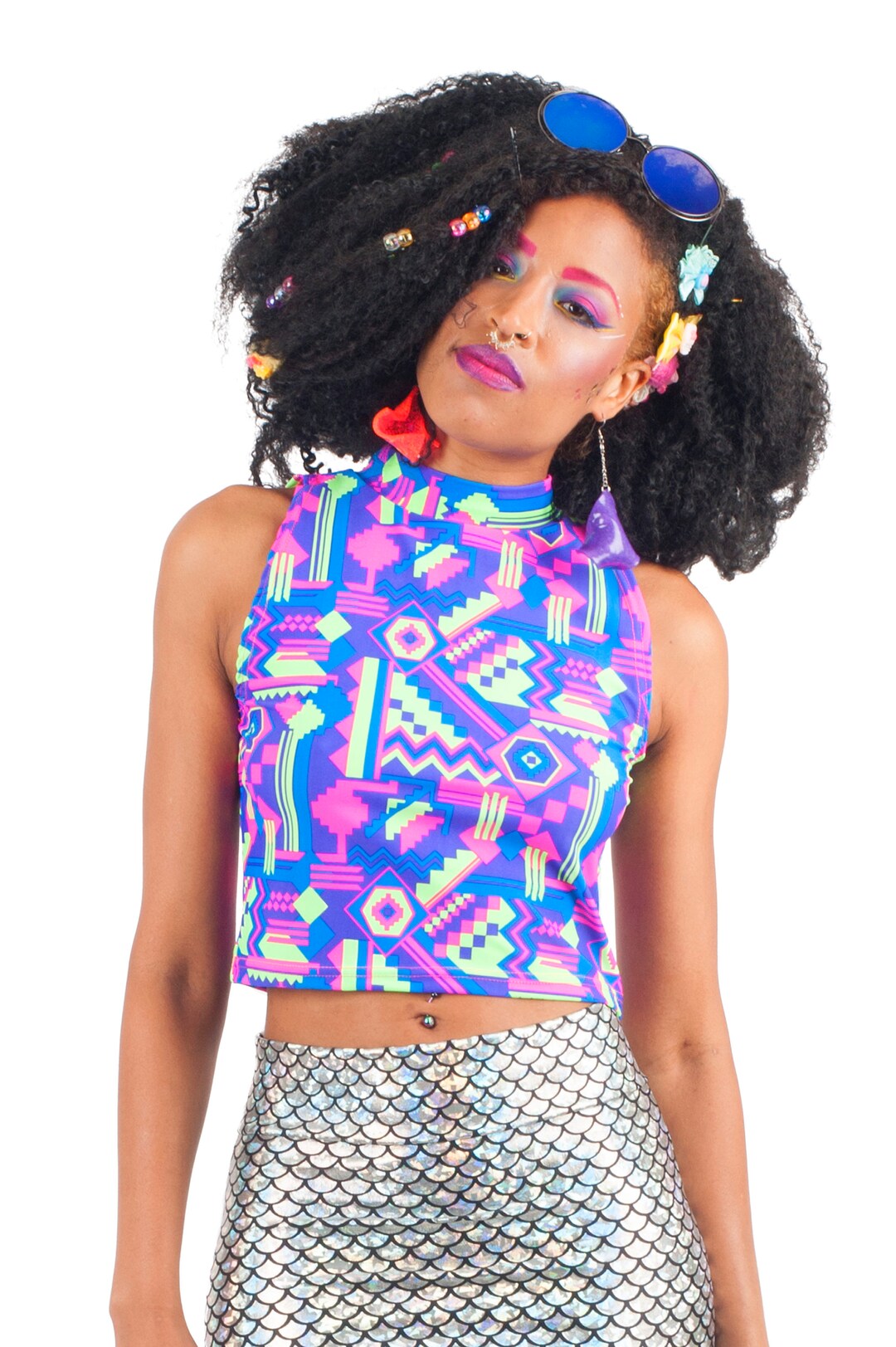 Neon Mock Neck Crop Top- Fresh Prince- 90s Crop Top- Y2k Crop Tops ...