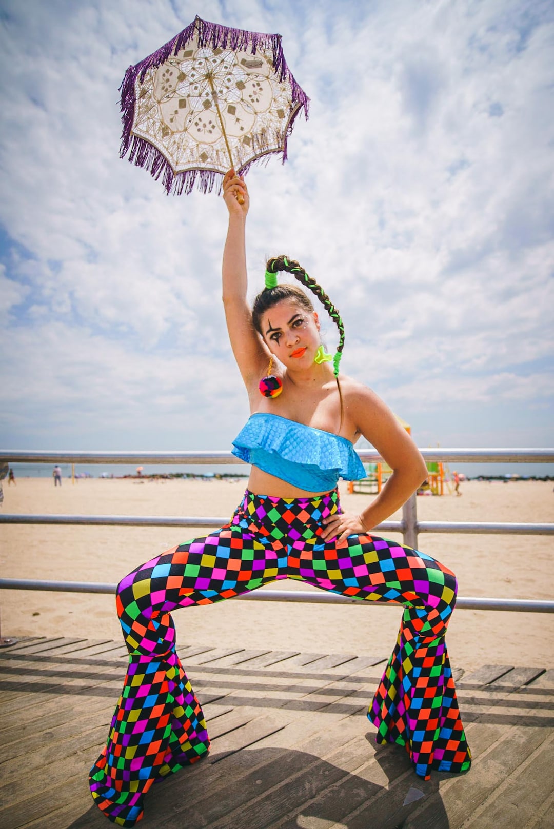 Rainbow Jester Unisex Bell Bottoms, Clown Pants, Gogo Dancer, Festival ...