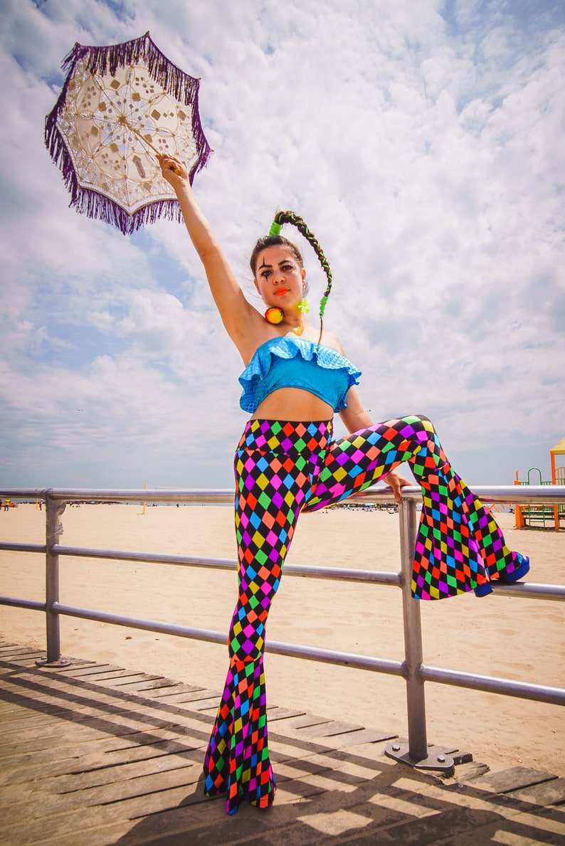 Rainbow Jester Unisex Bell Bottoms Clown Pants Gogo Dancer - Etsy