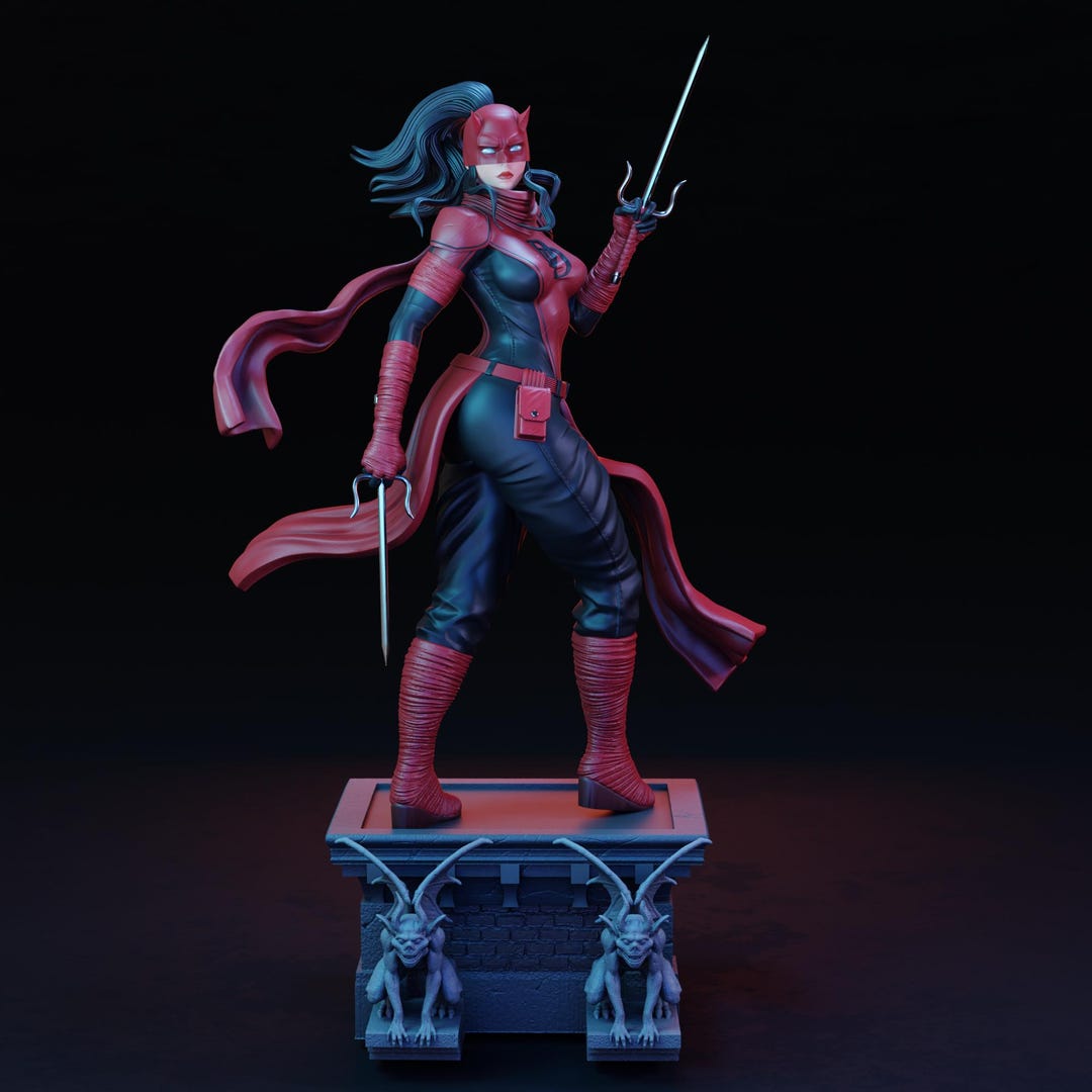Elektra STL 3D Print File | Marvel Fanart Assassin Statue With Twin Sai ...
