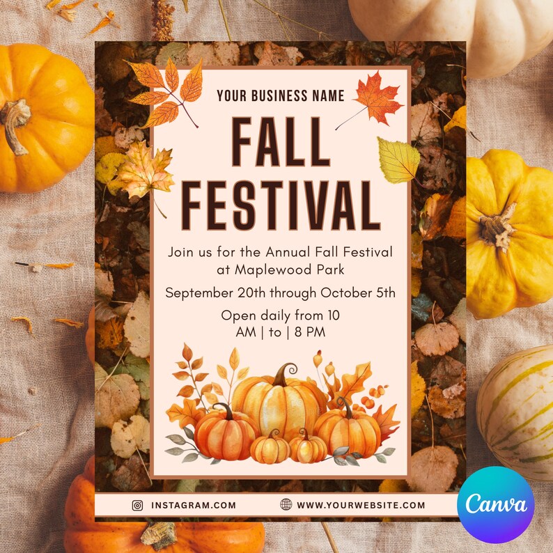 Fall Festival Flyer: Autumn Harvest, School Fundraiser (DIY Canva ...