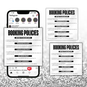 Editable Booking Policy Template | Deposit, Cancellation, No-show ...