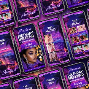 Miami Birthday Trip Itinerary Invitation: Editable Canva Template ...