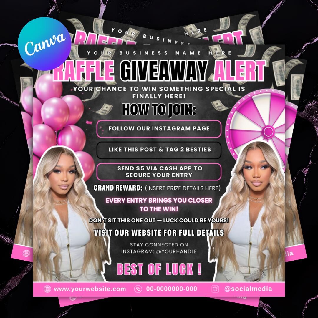 Editable Raffle Flyer Template | Beauty Salon Promotion, Canva Design ...