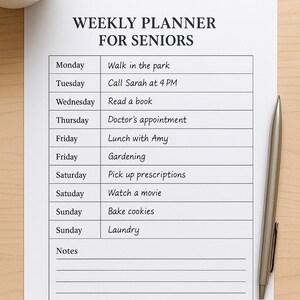 Weekly Planner for Seniors | Printable PDF Organizer for Daily Routines ...