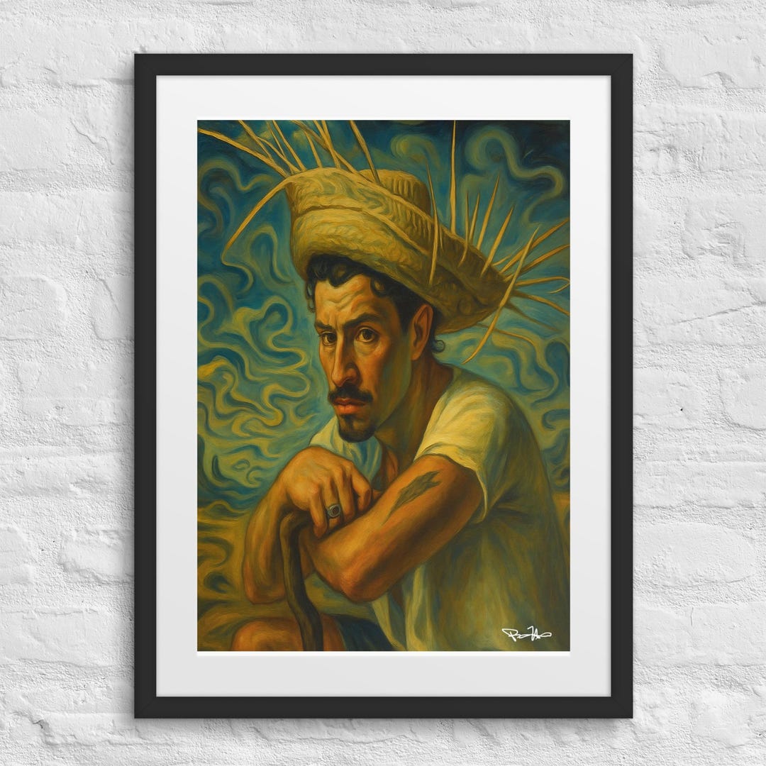 Framed Puerto Rico Art of El Jibaro De Antes - Etsy