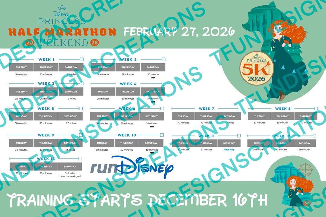 Training Poster Princess Weekend 2026 5k (26' X 36") PDF and PNG ...