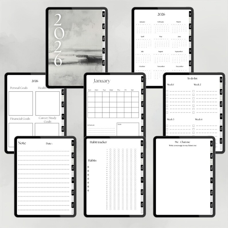 2026 Digital Planner iPad Calendar Goodnotes Friendly Habit Tracker ...